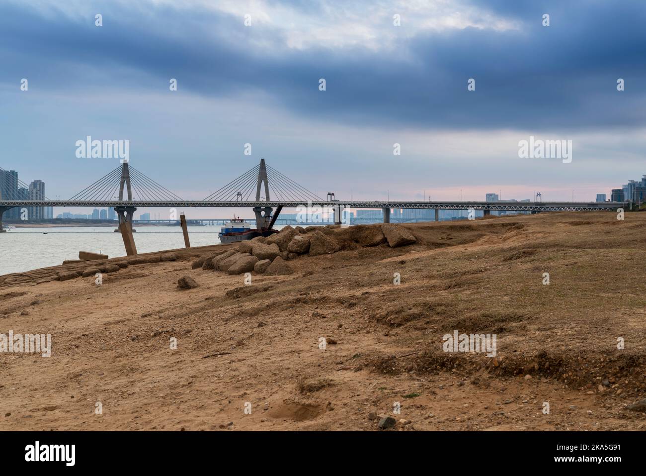 Cable stayed bridge at sunset Stock Photo - Alamy