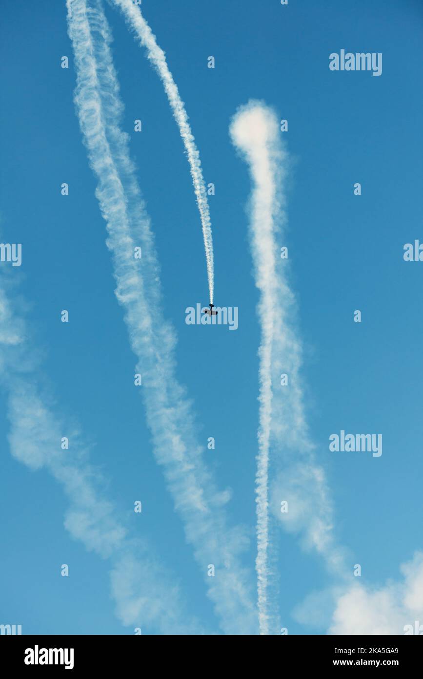 Airplanes on airshow. Aerobatic team performs flight at air show Stock ...