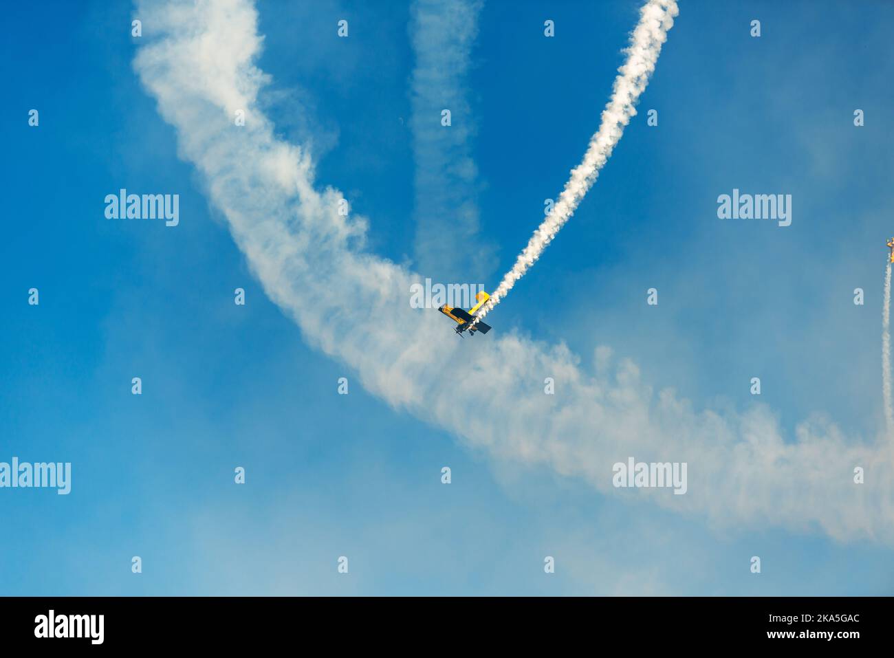 Airplanes on airshow. Aerobatic team performs flight at air show Stock ...