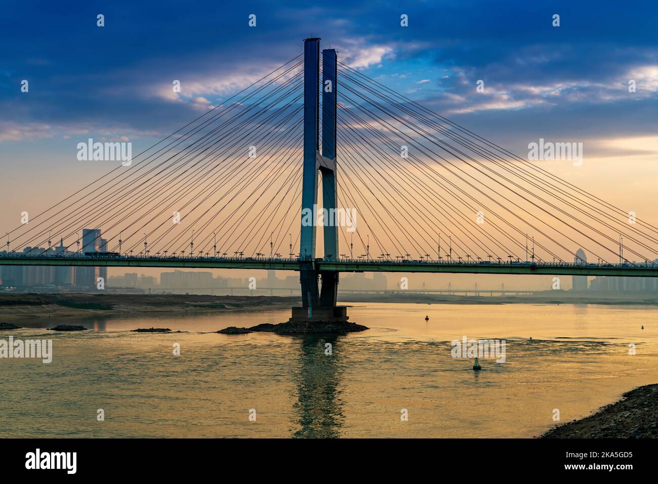 Cable stayed bridge at sunset Stock Photo - Alamy