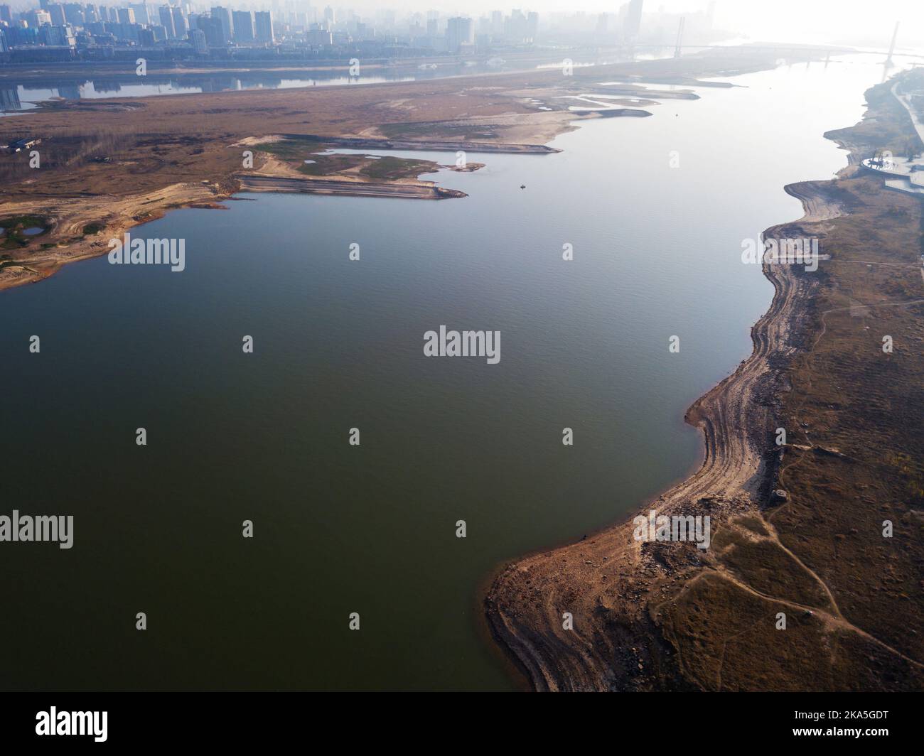 Aerial view of riverbank,the dry river Stock Photo - Alamy
