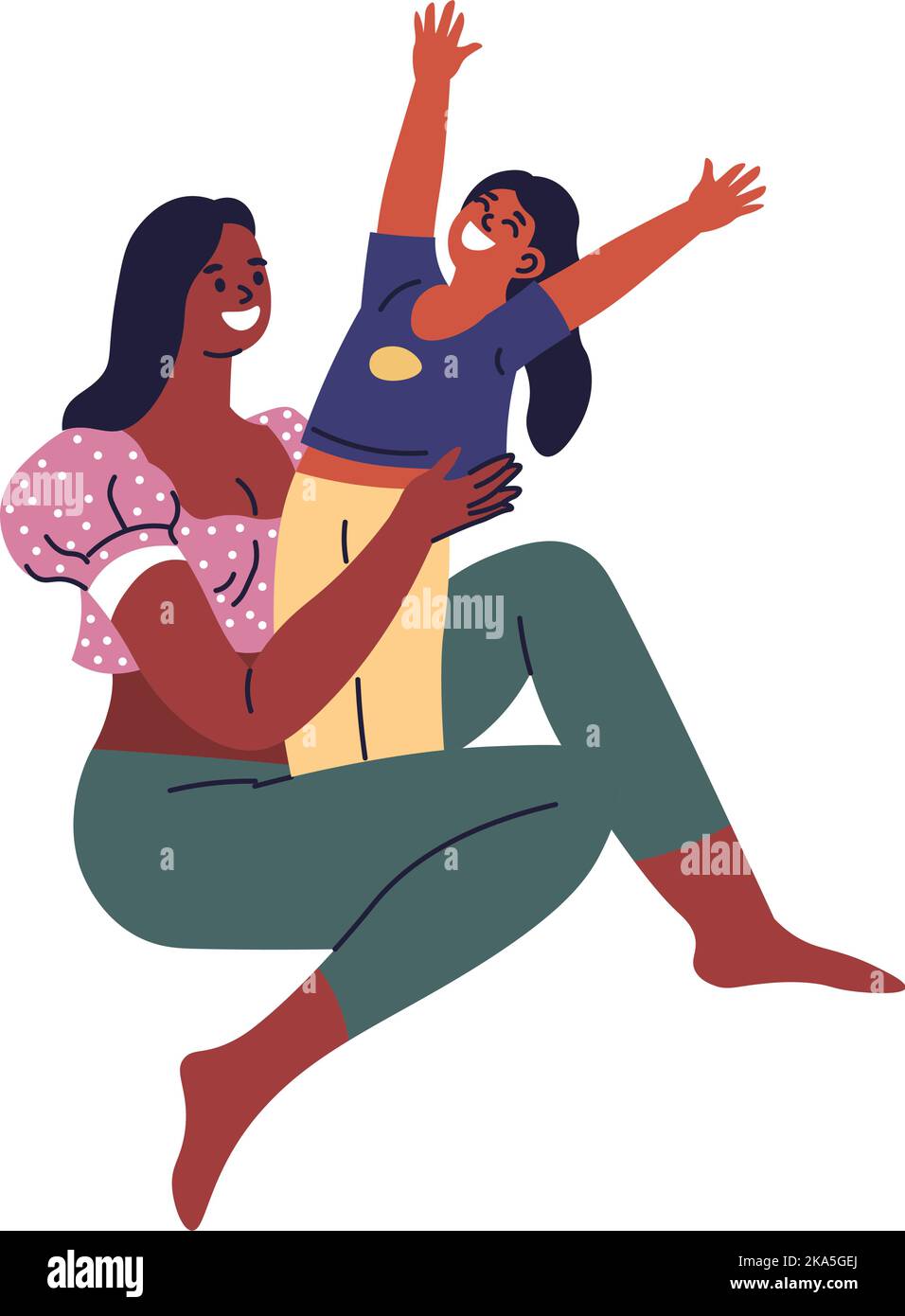 Daughter and mom, happy family leisure together Stock Vector Image ...