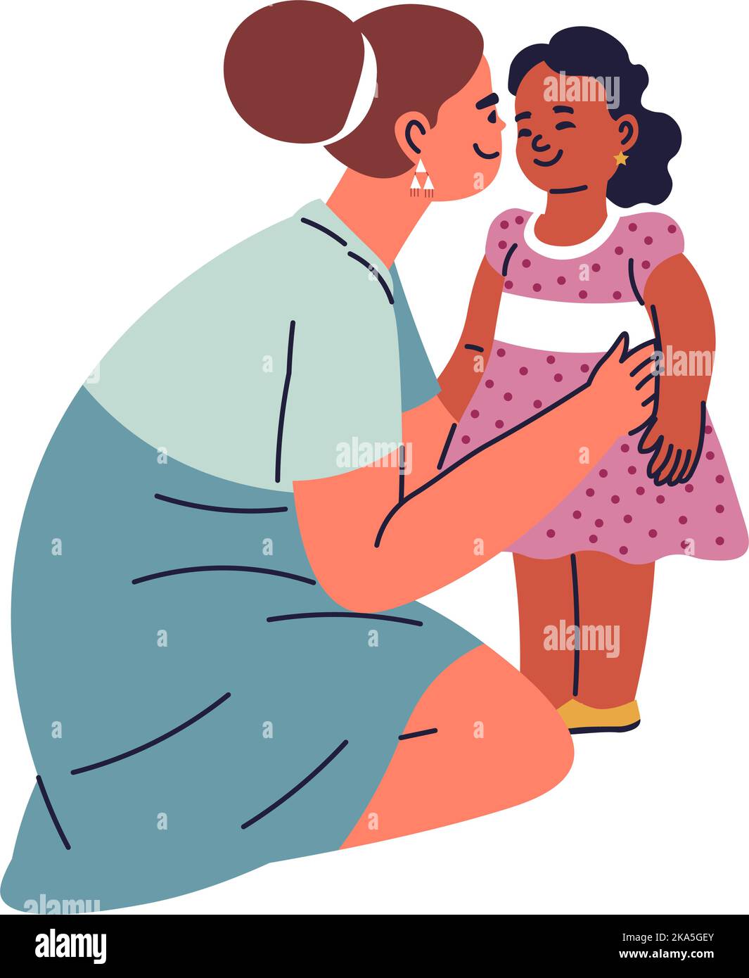 Mother and toddler child, mom and daughter vector Stock Vector Image ...