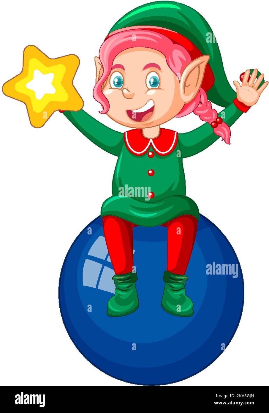 Cute kid wearing elf costume cartoon illustration Stock Vector Image ...