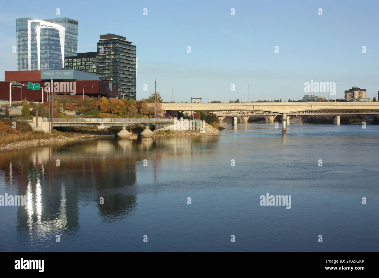View along the South Saskatchewan River towards the River Landing ...