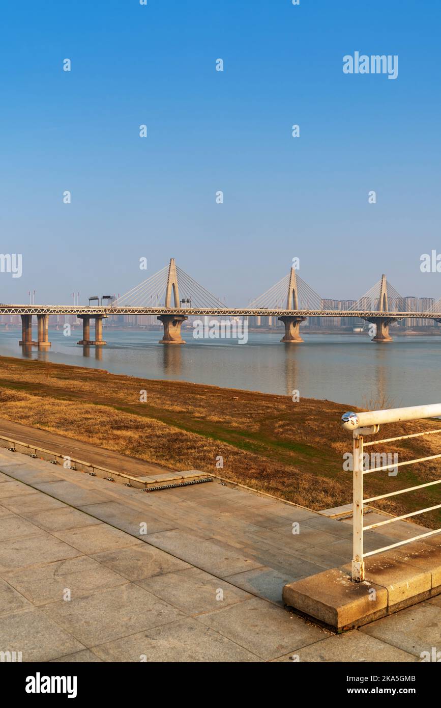 Cable stayed bridge at sunset Stock Photo - Alamy