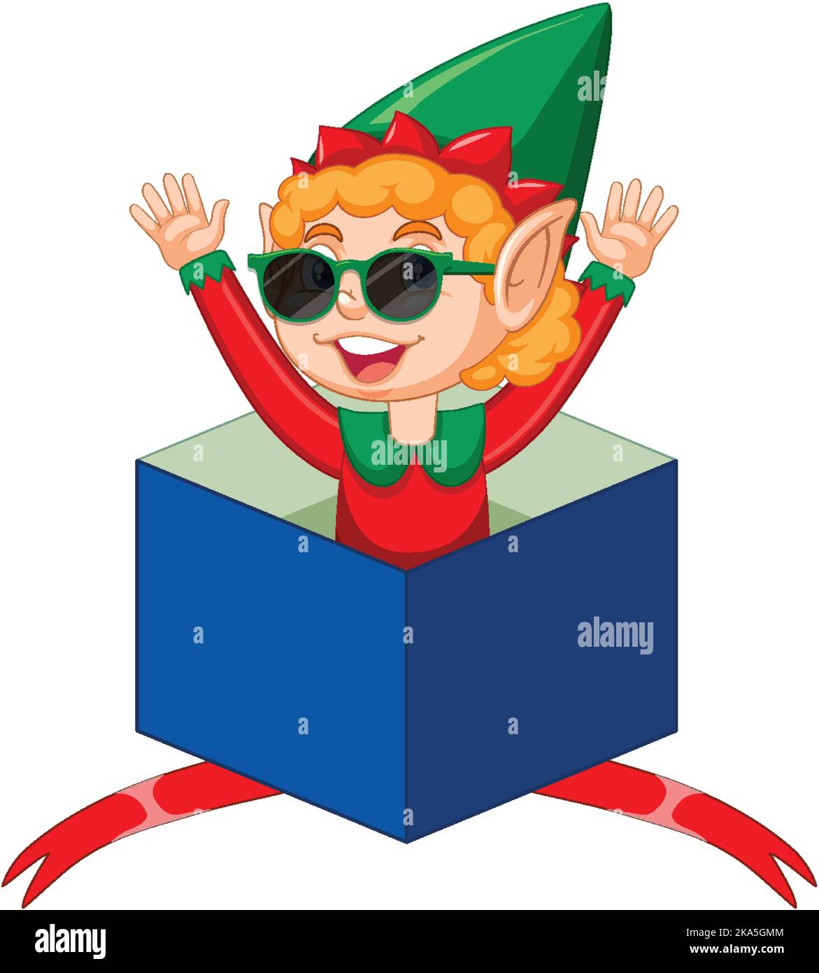 Cute kid wearing elf costume cartoon illustration Stock Vector Image ...