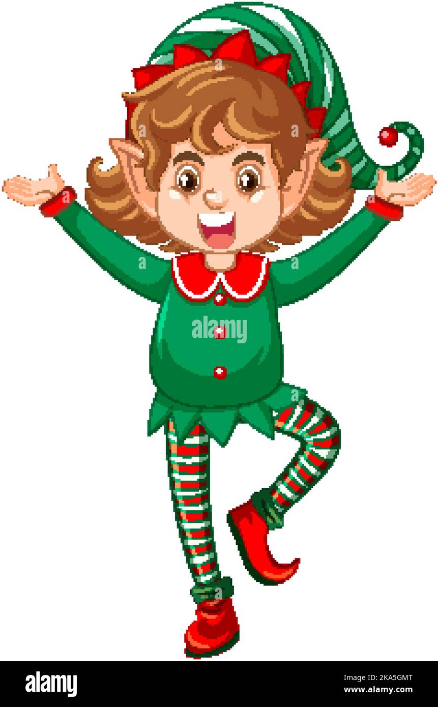 Happy elf wearing Christmas costume illustration Stock Vector Image ...