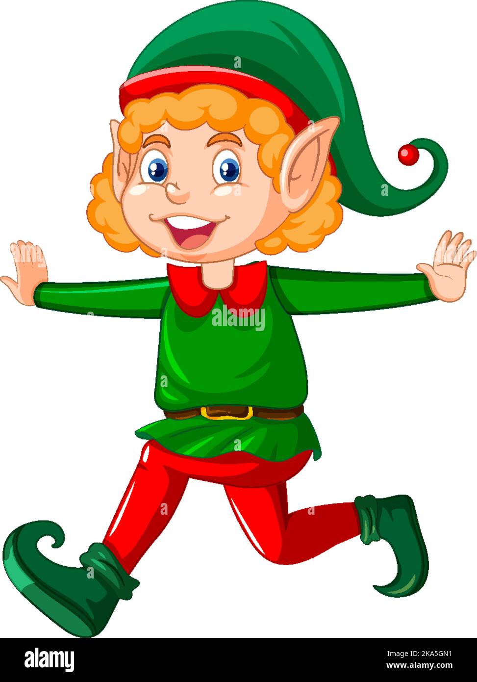 Cute kid wearing elf costume cartoon illustration Stock Vector Image ...