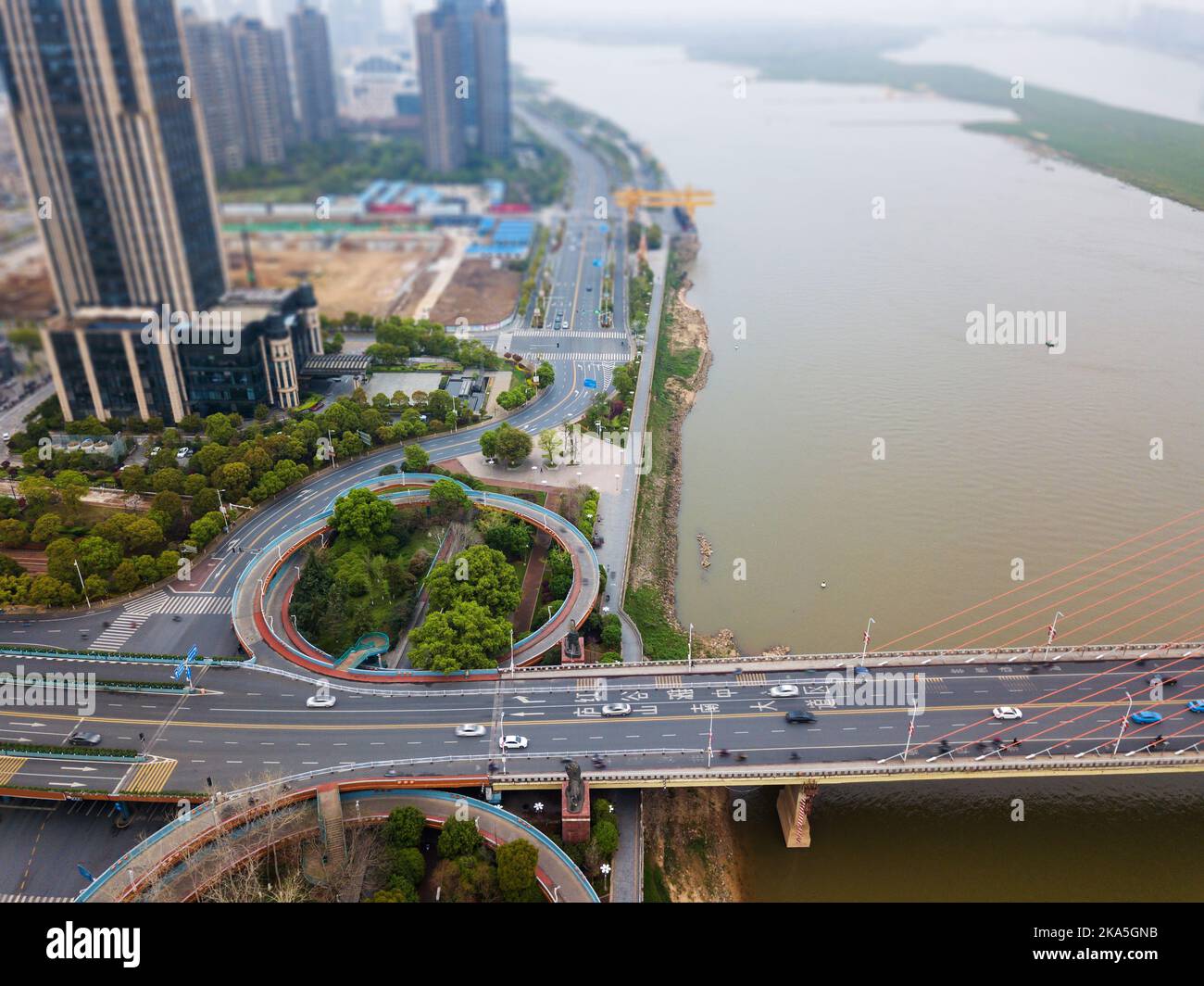 city highway interchange in shanghai on traffic rush hour Stock Photo ...
