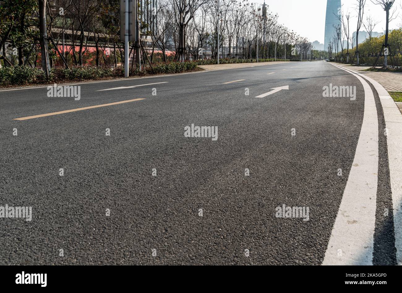 Empty urban road and buildings in China Stock Photo - Alamy