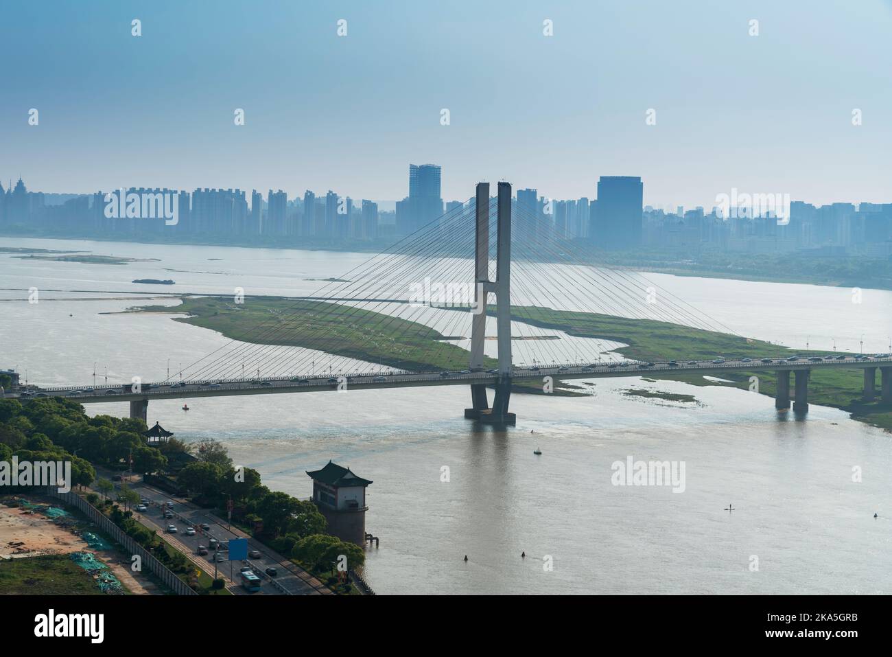 yangtze river cable stayed bridge Stock Photo - Alamy