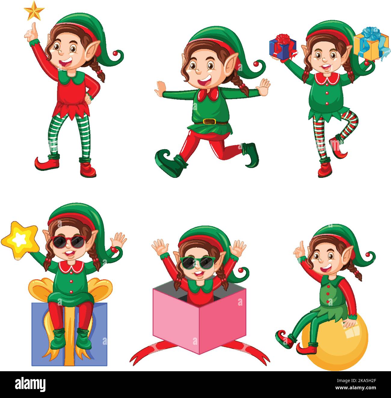Set of elf cartoon character illustration Stock Vector Image & Art - Alamy