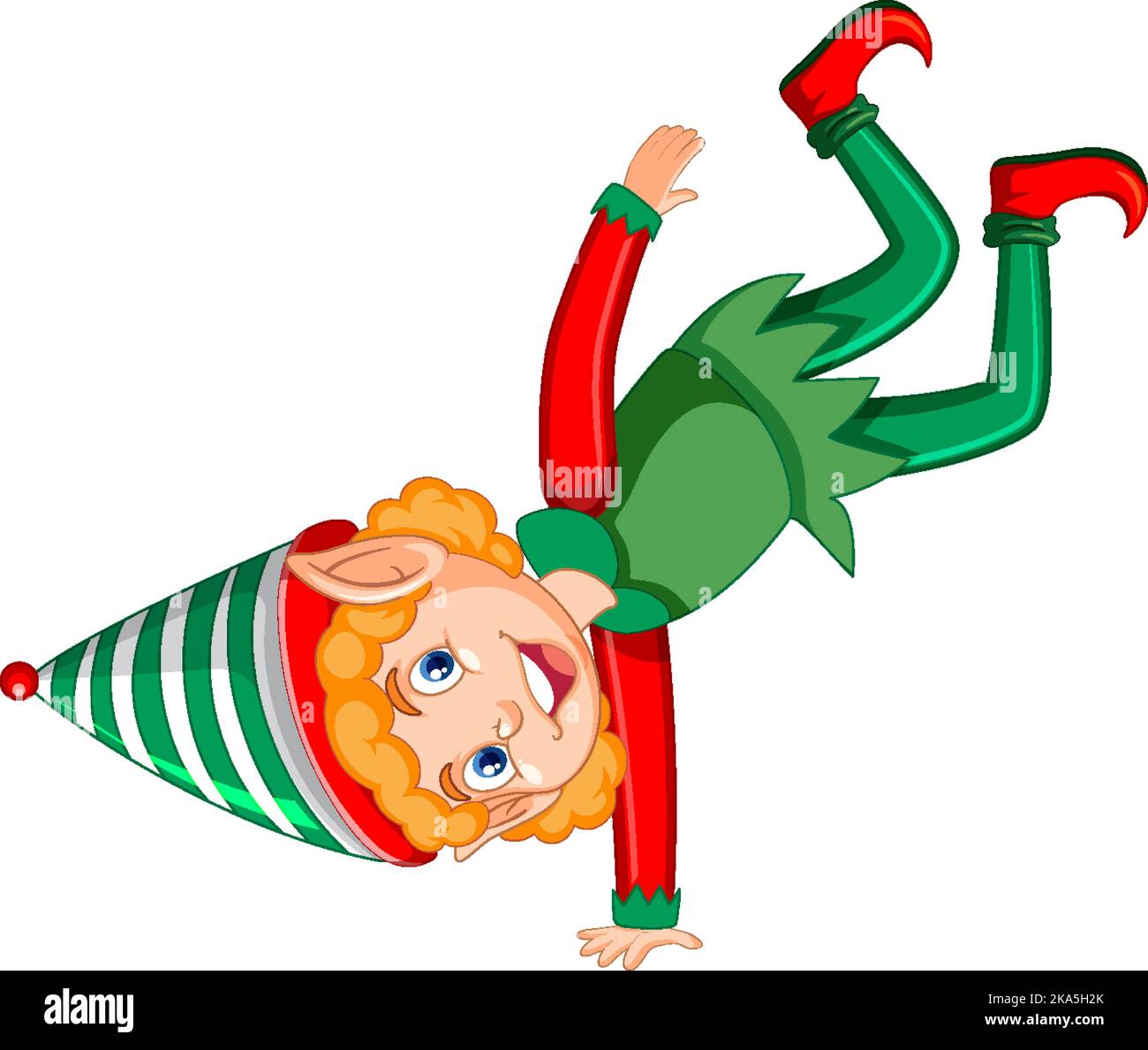 Cute kid wearing elf costume cartoon illustration Stock Vector Image ...
