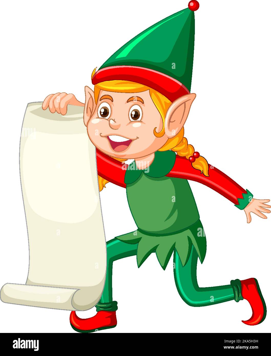 Cute kid wearing elf costume cartoon illustration Stock Vector Image ...