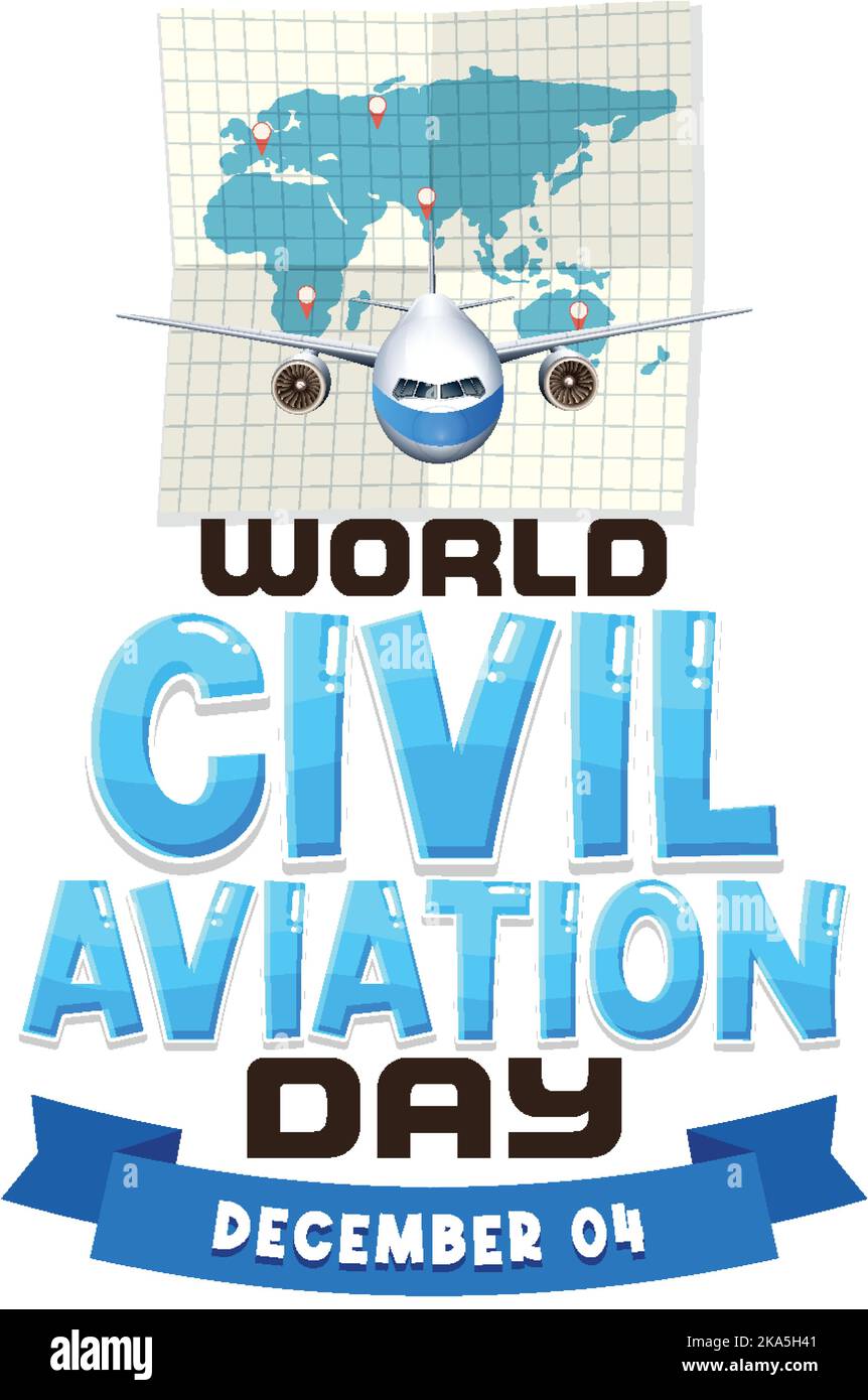 World civil aviation text for poster or banner design illustration ...