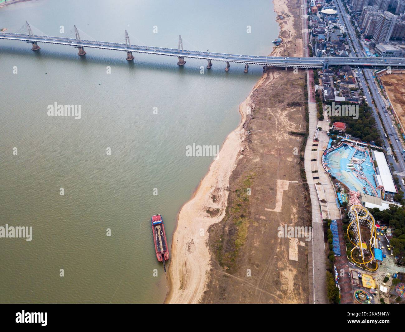 Aerial view, bridge across the river Stock Photo - Alamy
