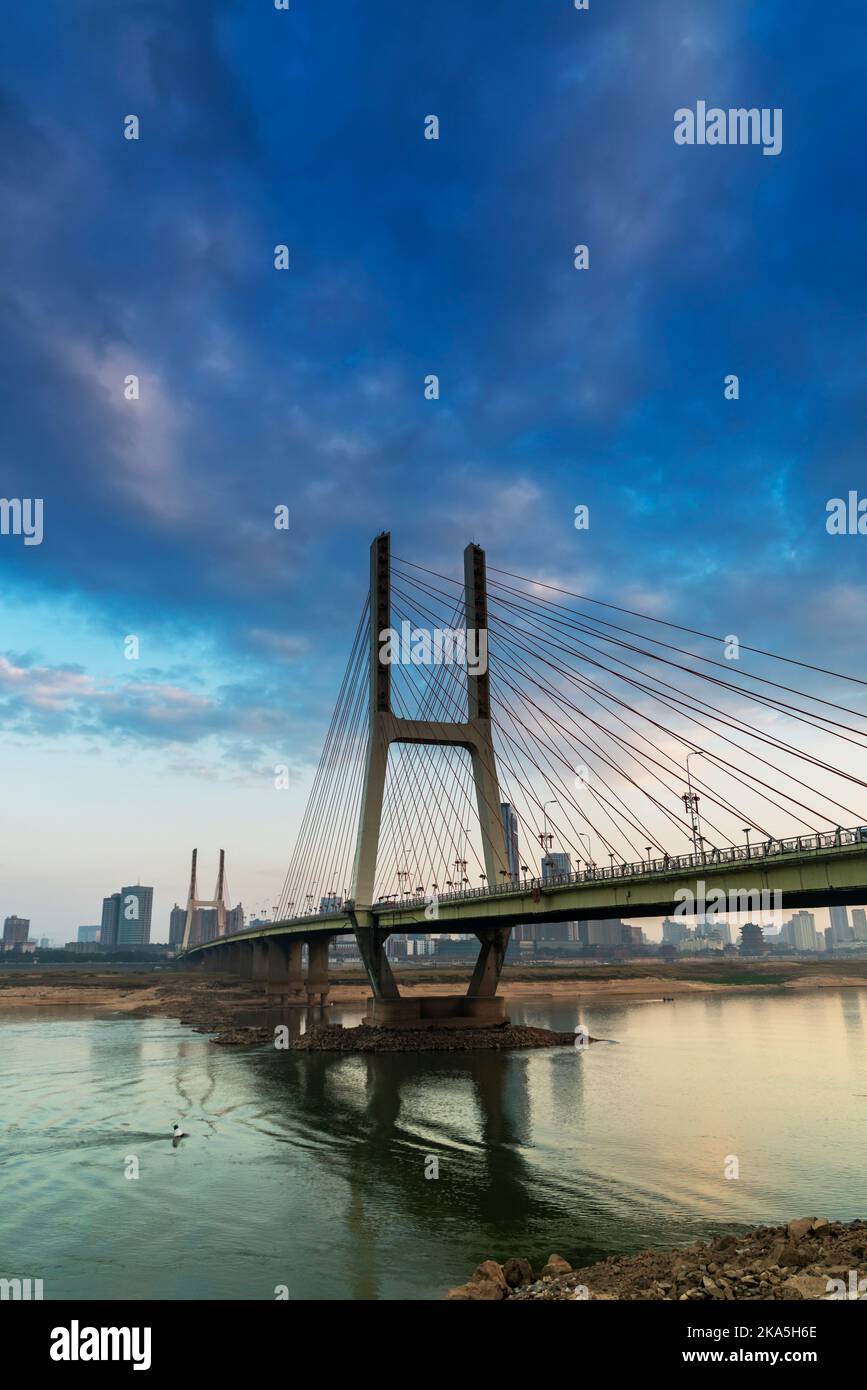 Cable stayed bridge at sunset Stock Photo - Alamy