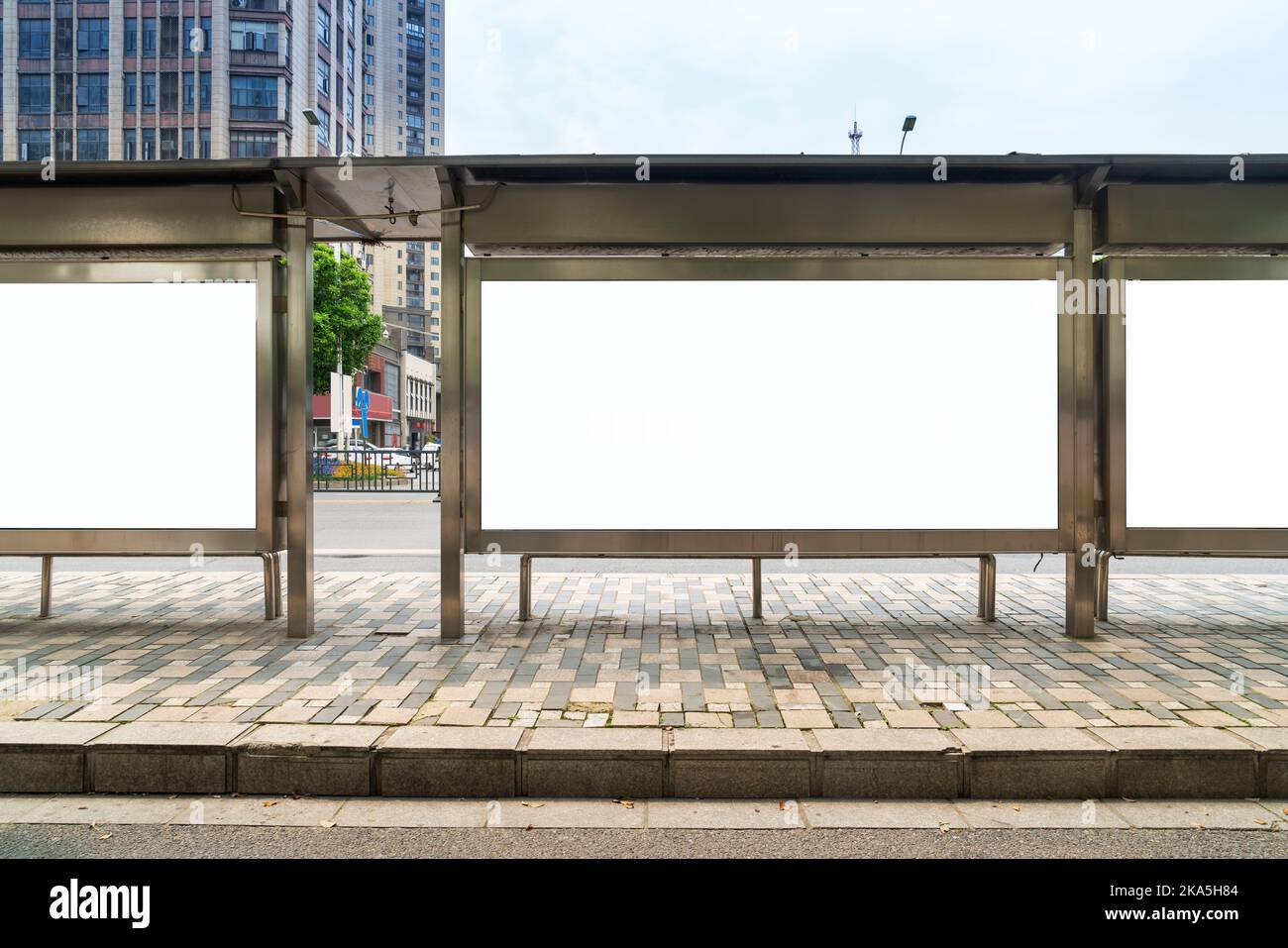 Bus stop billboard on stage Stock Photo - Alamy