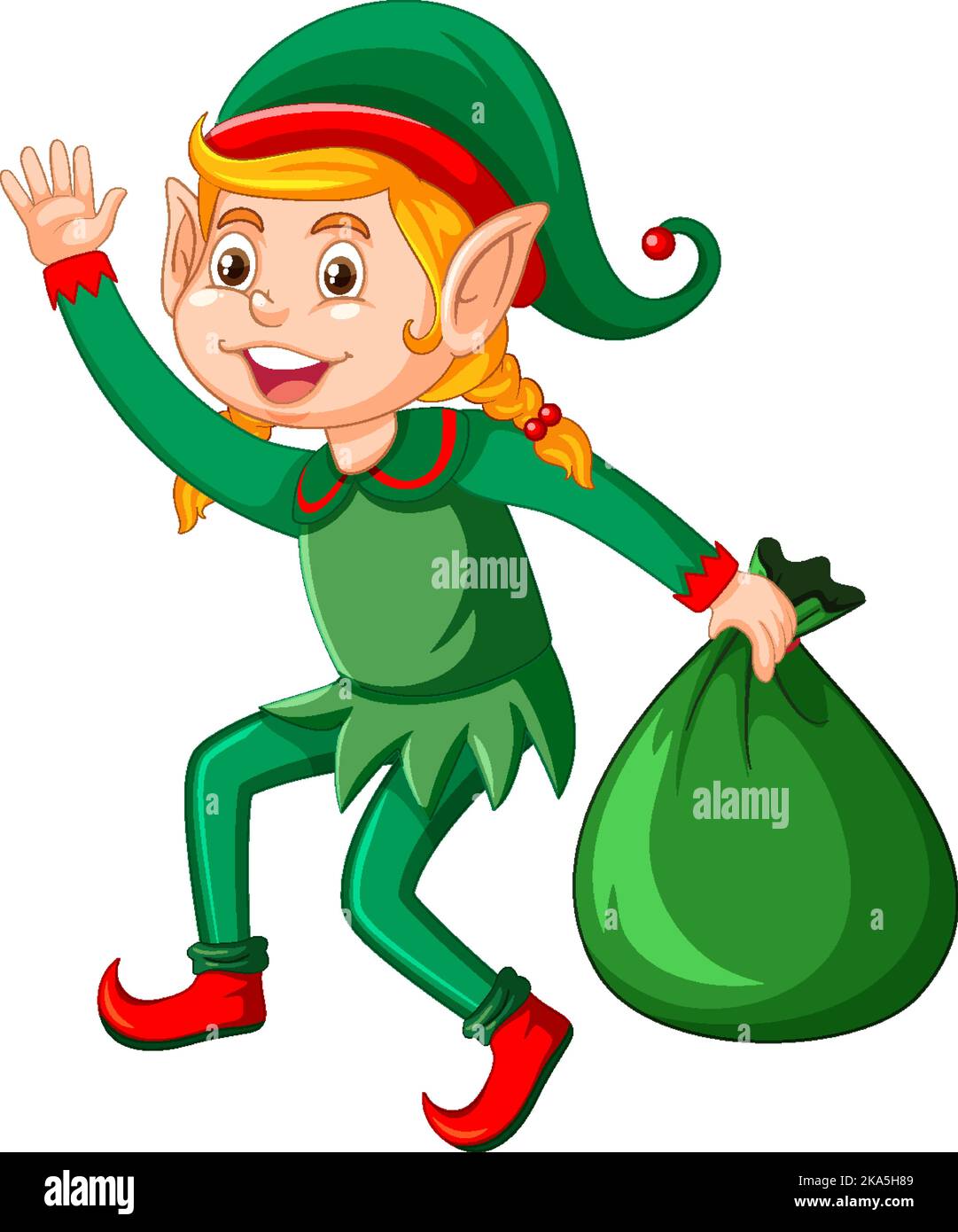 Cute kid wearing elf costume cartoon illustration Stock Vector Image ...