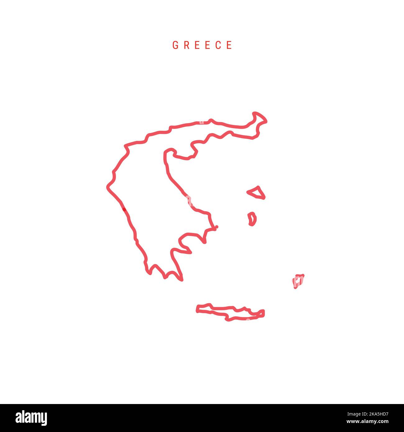 Greece outline map. Greek red border. Country name. illustration Stock ...