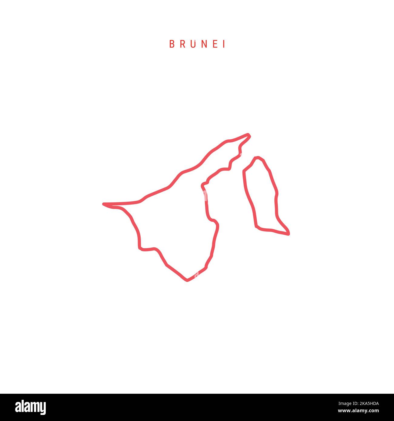 Brunei outline map. Bruneian red border. Country name. illustration ...