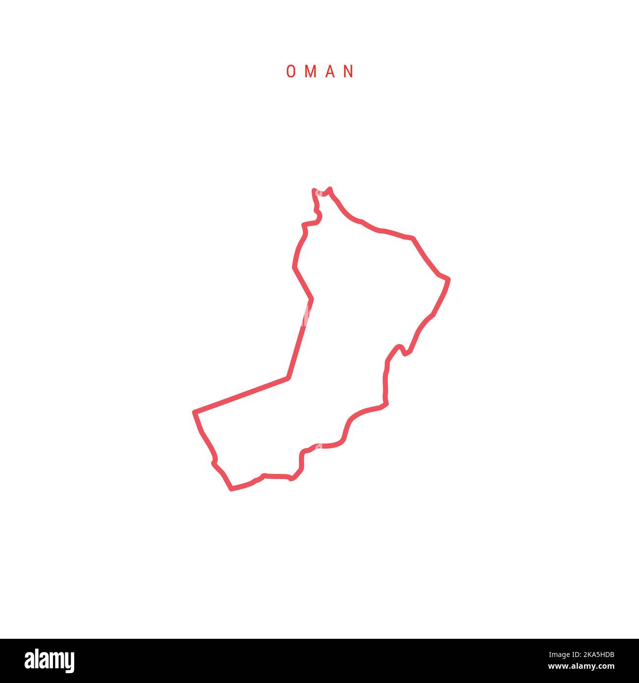 Oman outline map. Omani red border. Country name. illustration Stock ...