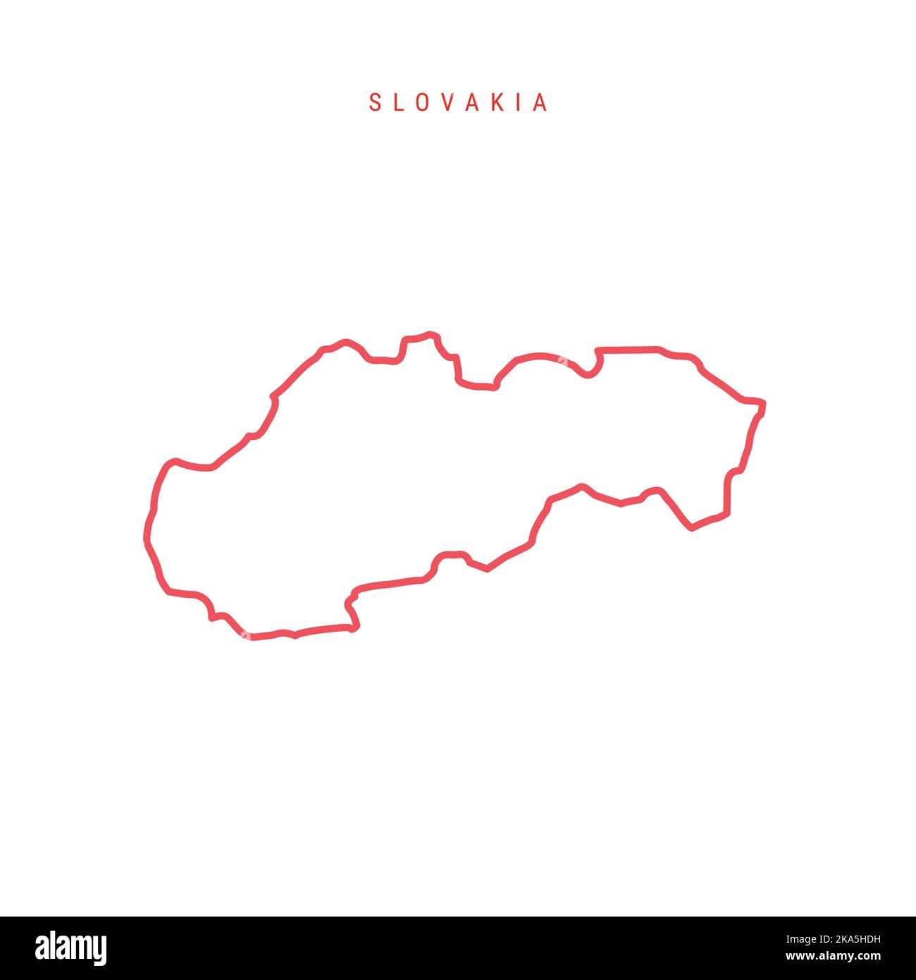 Slovakia outline map. Slovak red border. Country name. illustration ...