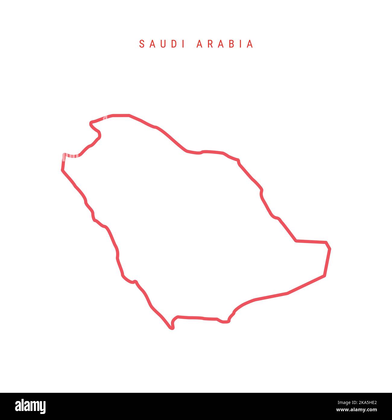 Saudi Arabia outline map. Saudi Arabian red border. Country name ...