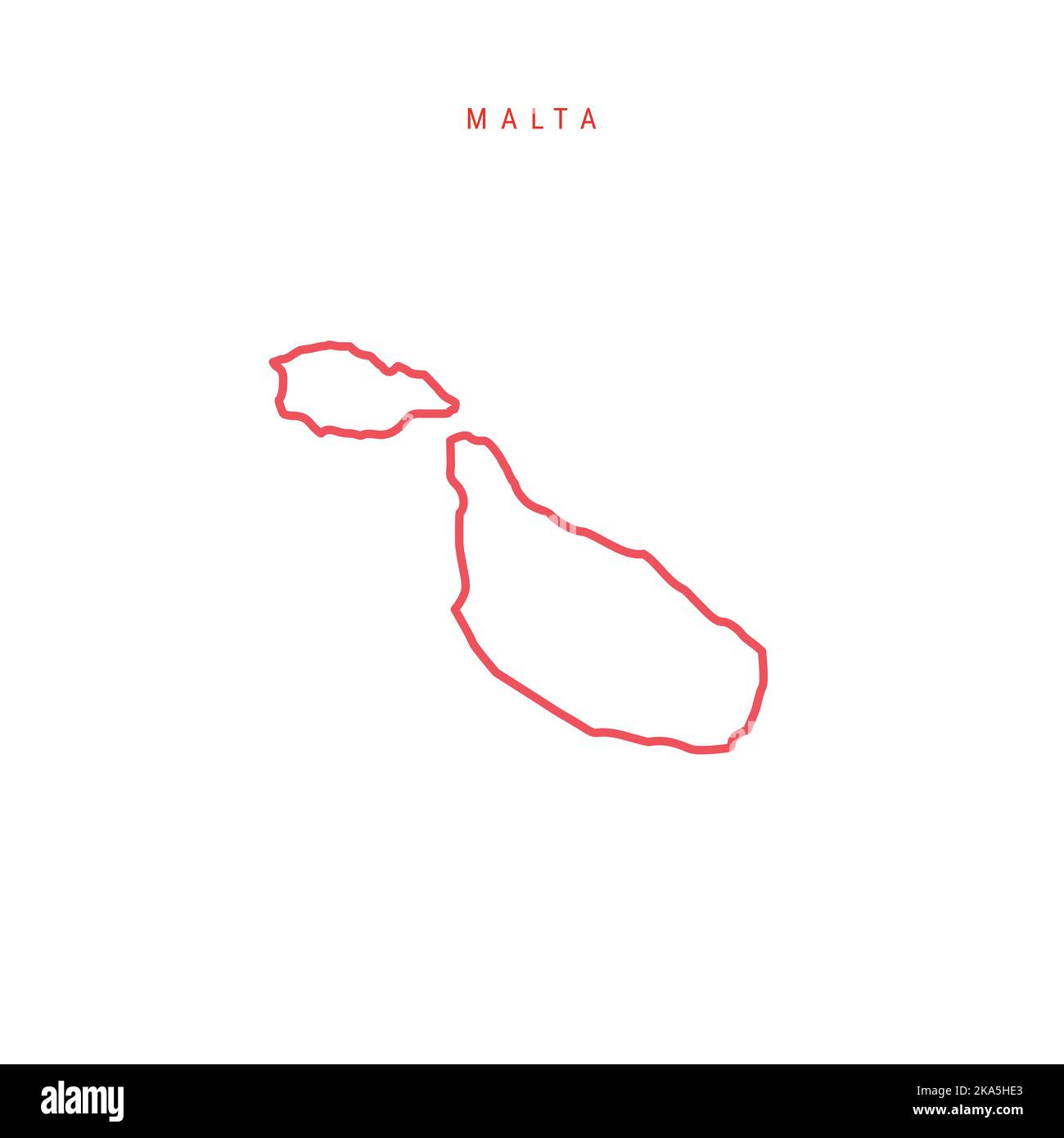 Malta outline map. Maltese red border. Country name. illustration Stock ...
