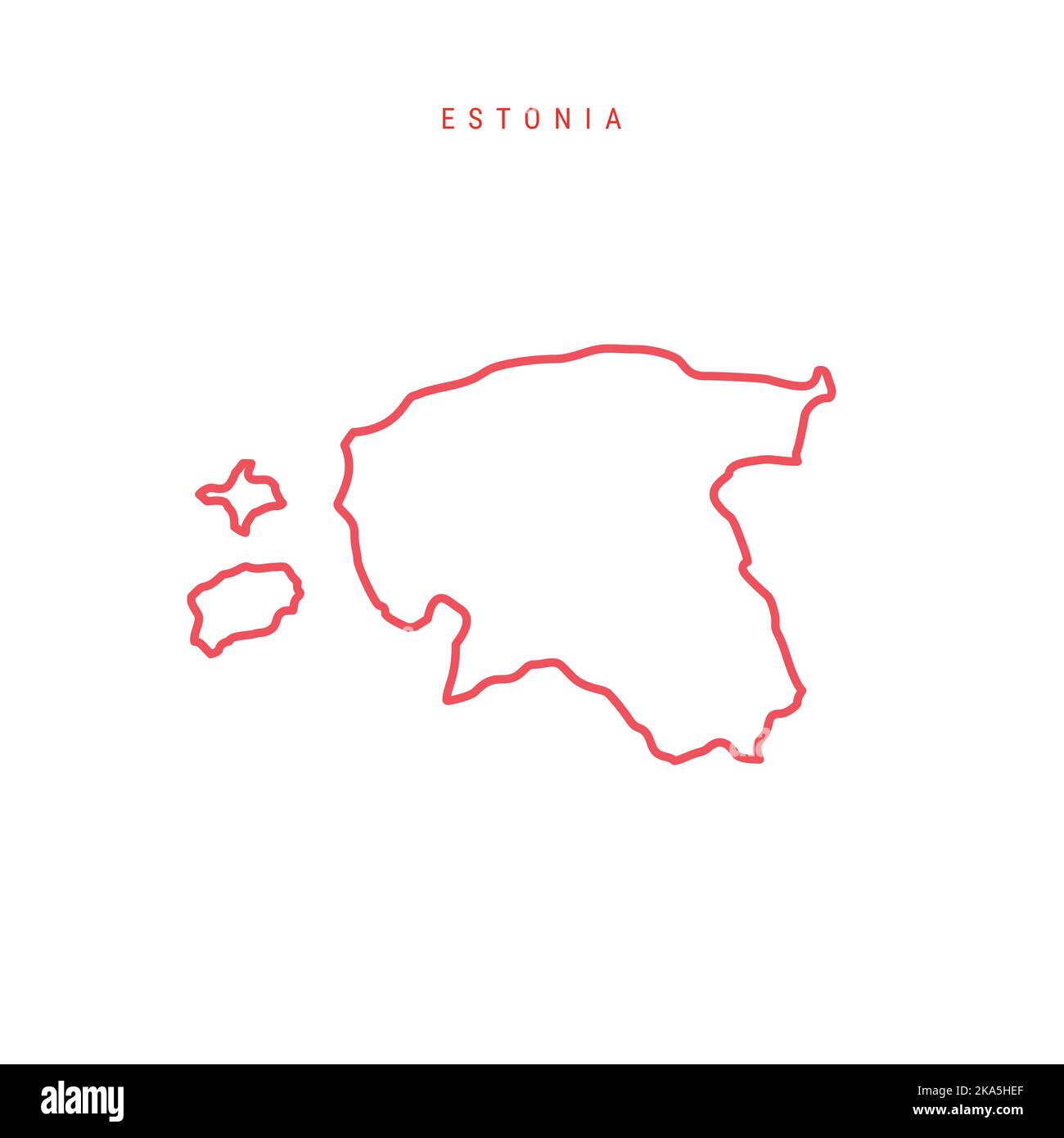 Estonia outline map. Estonian red border. Country name. illustration ...