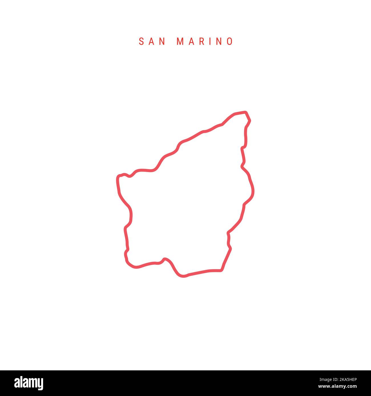 San Marino outline map. Most Serene Republic red border. Country name ...