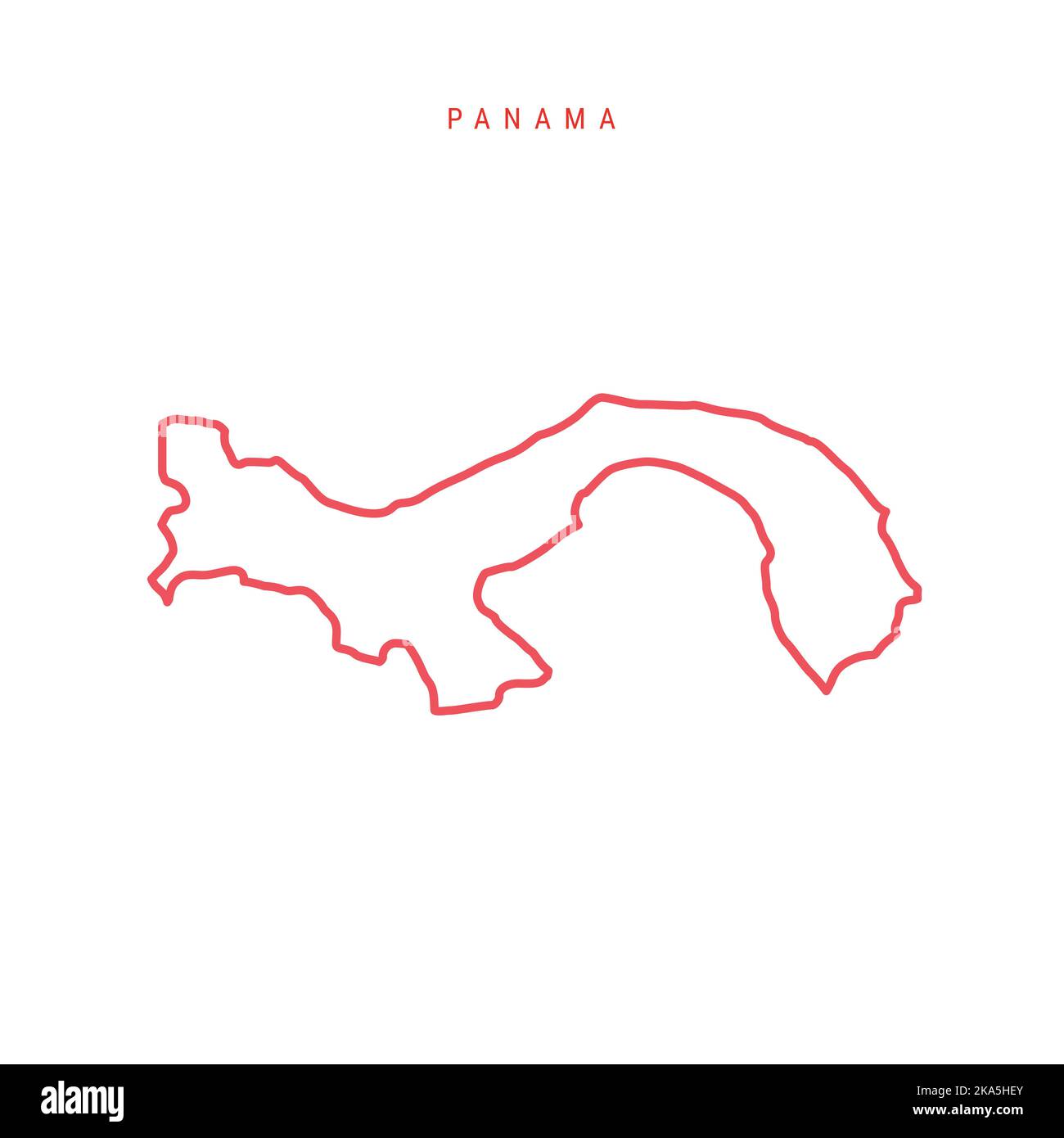 Panama outline map. Panamanian red border. Country name. illustration ...