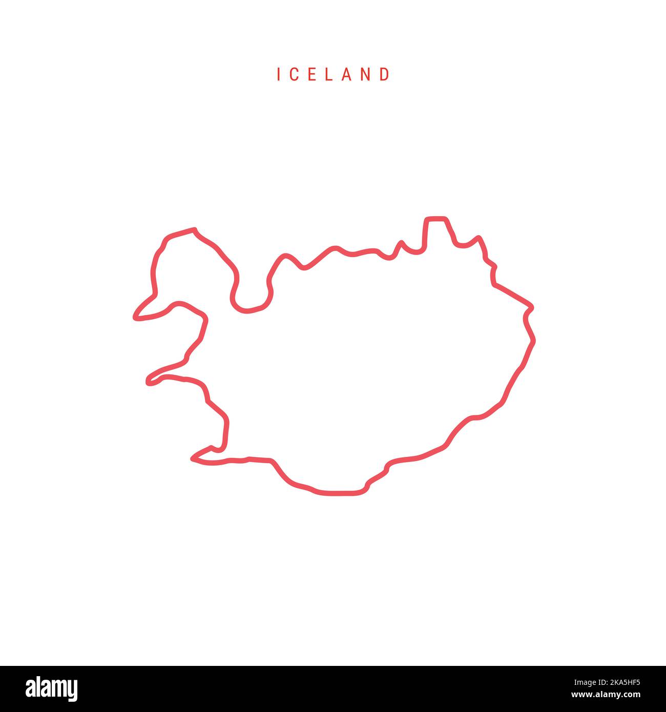 Iceland outline map. Icelandic red border. Country name. illustration ...
