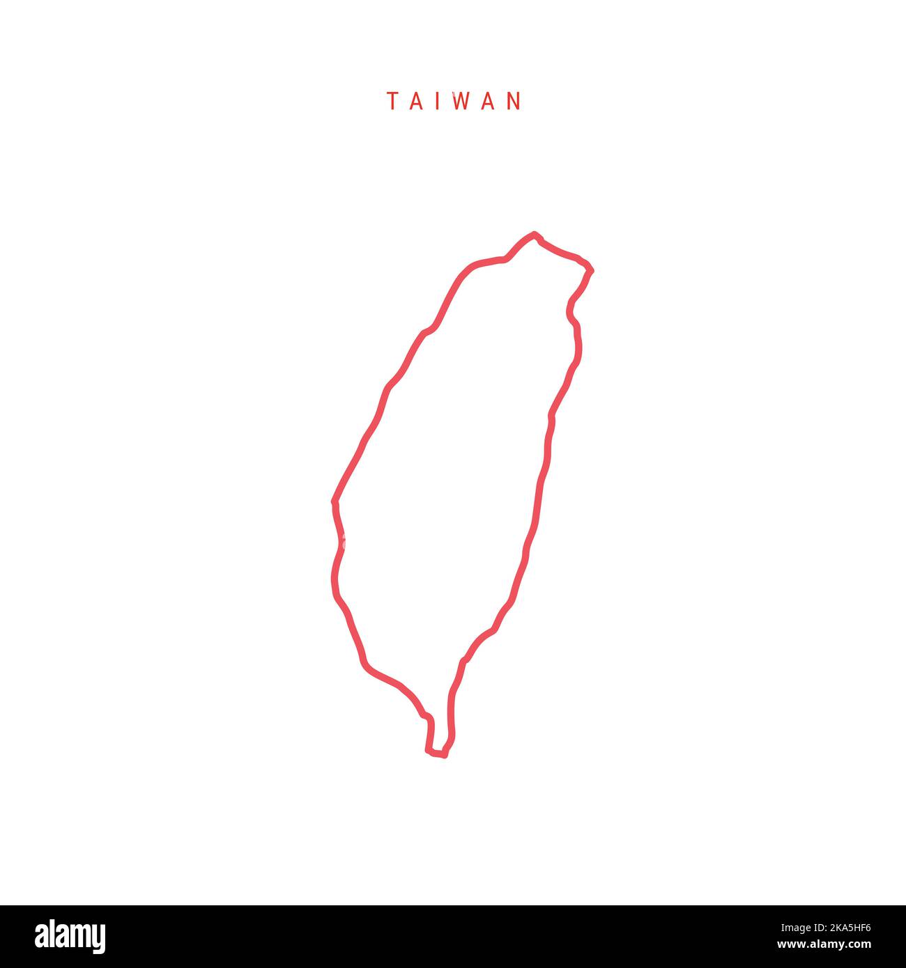 Taiwan outline map. Taiwanese red border. Country name. illustration ...