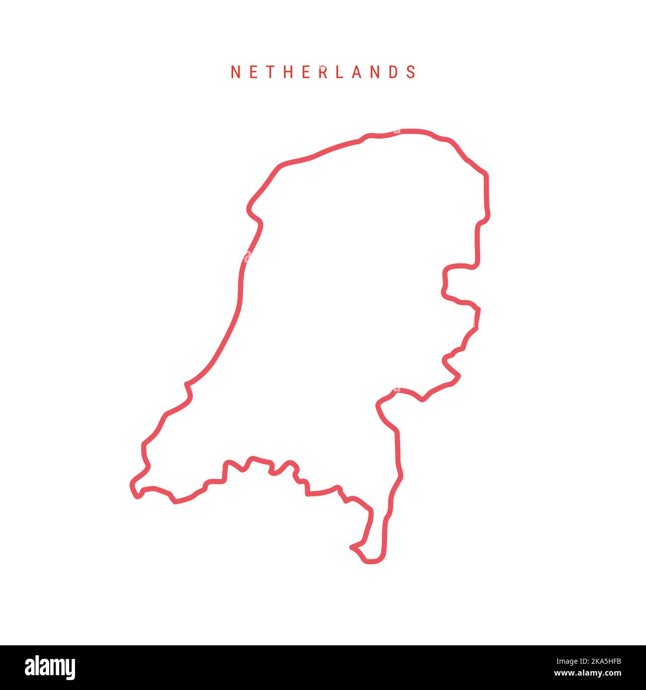 Netherlands outline map. Holland red border. Country name. illustration ...