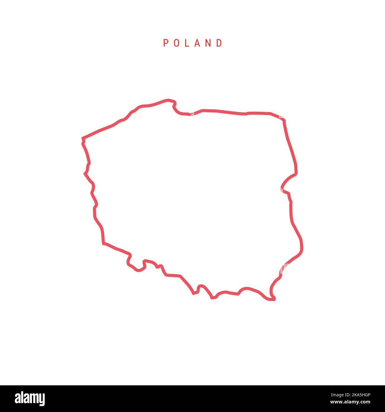 Poland outline map. Polish red border. Country name. illustration Stock ...