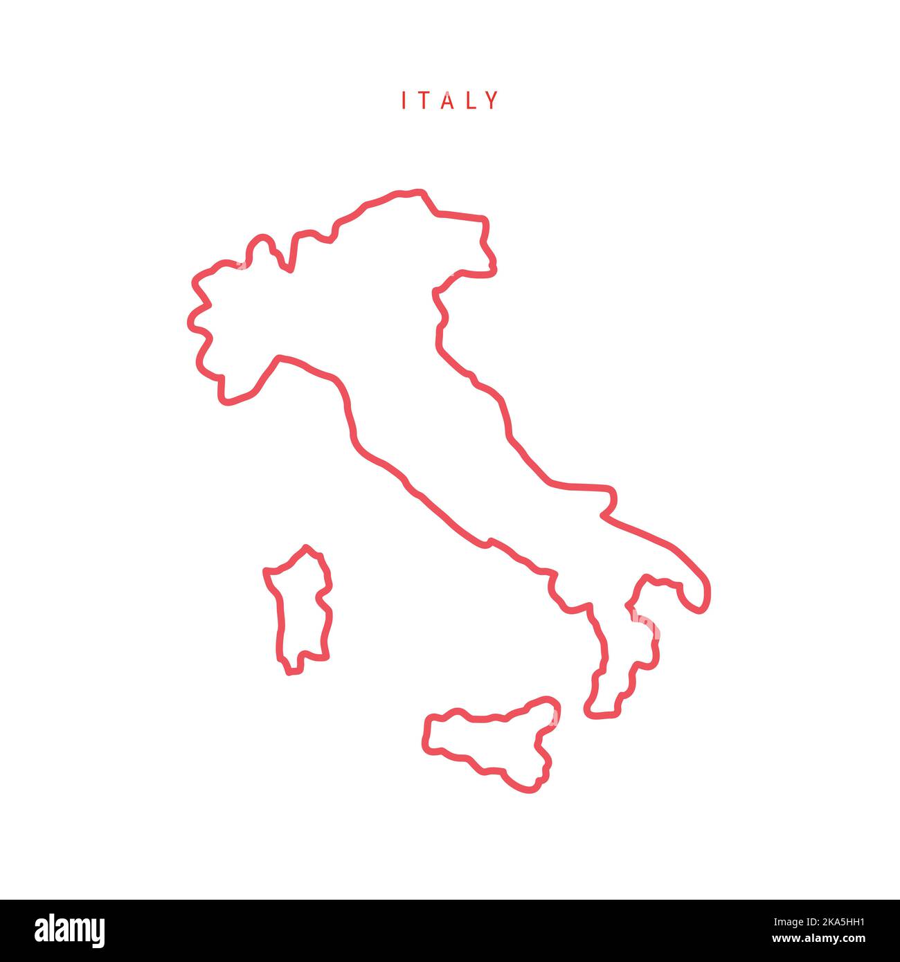 Italy outline map. Italian red border. Country name. illustration Stock ...