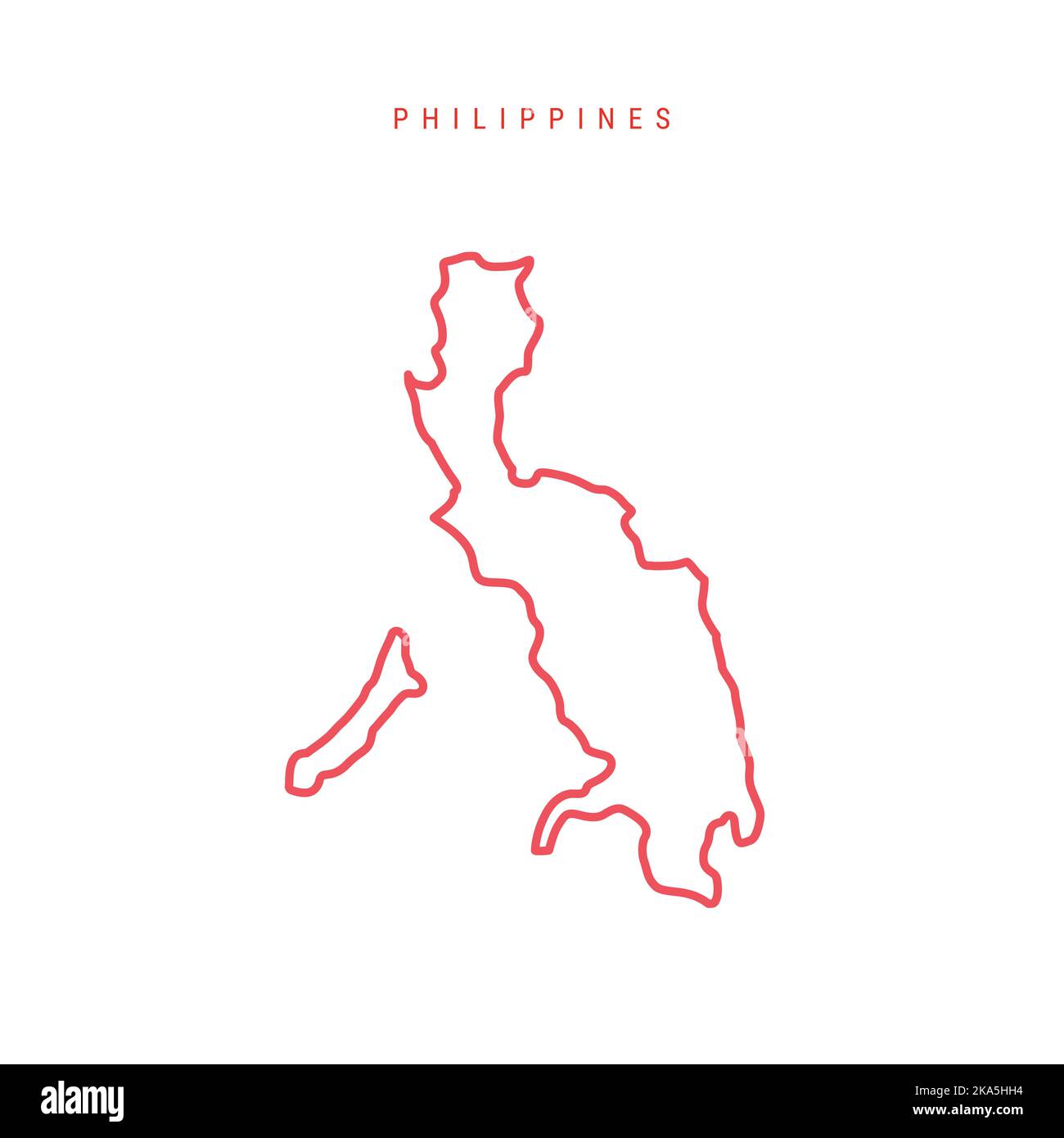 Philippines outline map. Philippine red border. Country name ...