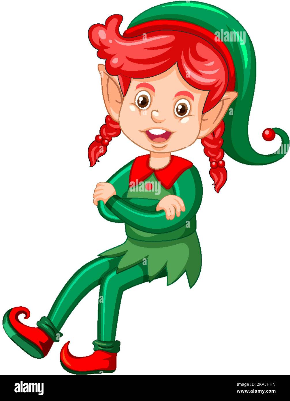 Cute kid wearing elf costume cartoon illustration Stock Vector Image ...