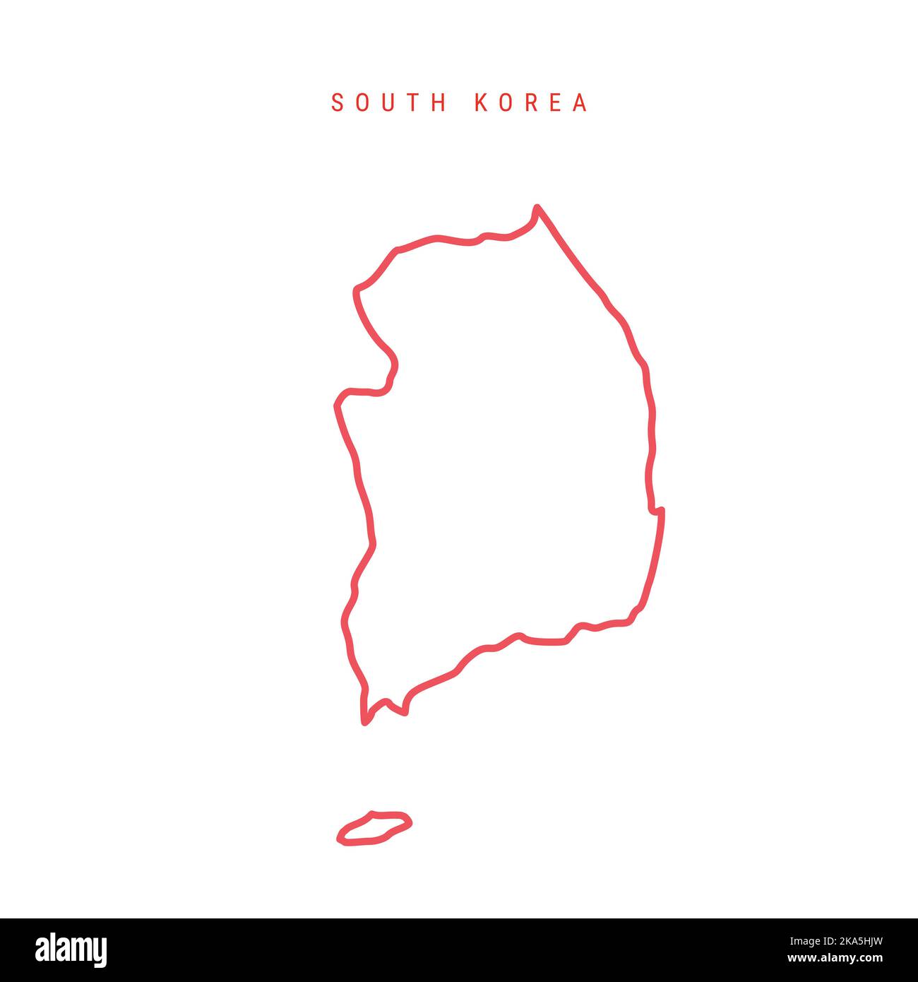 South Korea outline map. South Korean red border. Country name ...