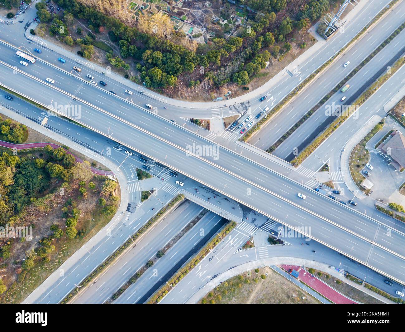 Aerial view of downtown intersection Stock Photo - Alamy