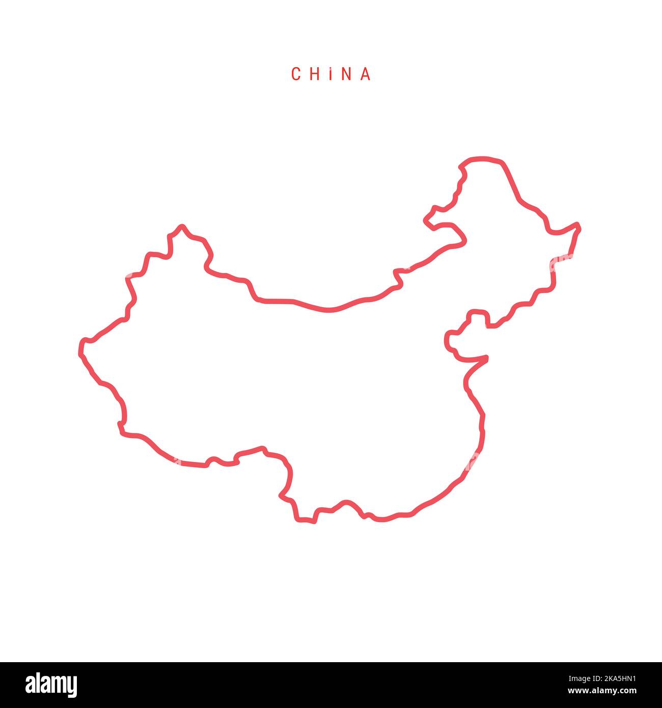 China outline map. Chinese red border. Country name. illustration Stock ...
