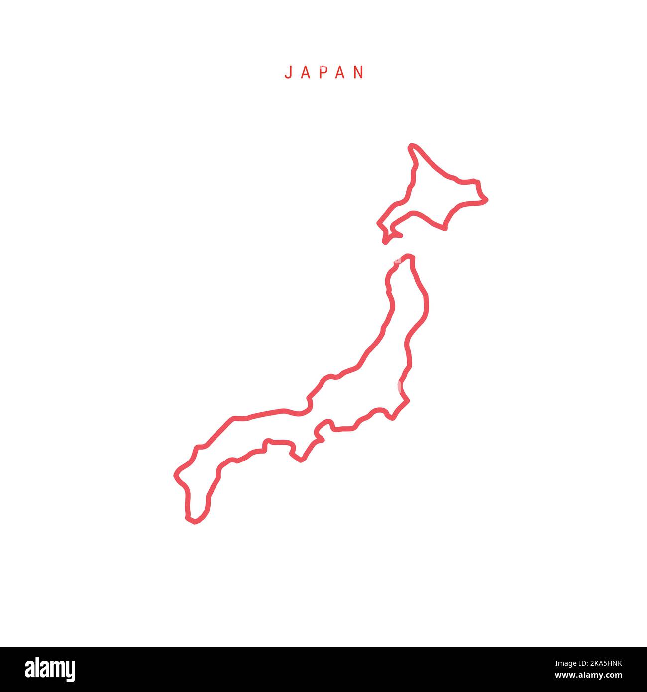 Japan outline map. Japanese red border. Country name. illustration ...