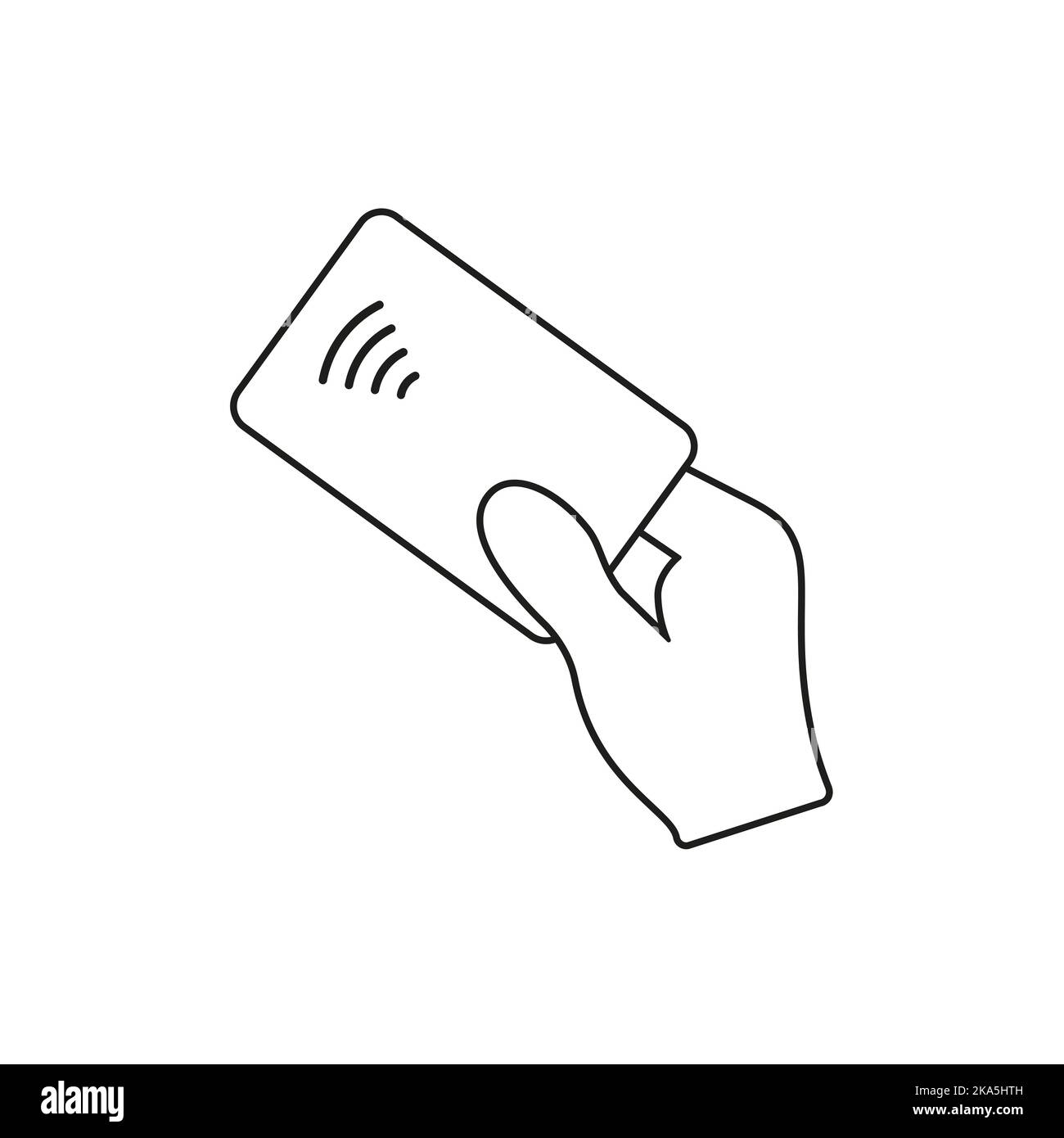 Contactless payment, hand holding NFC bank card. Flat illustration ...
