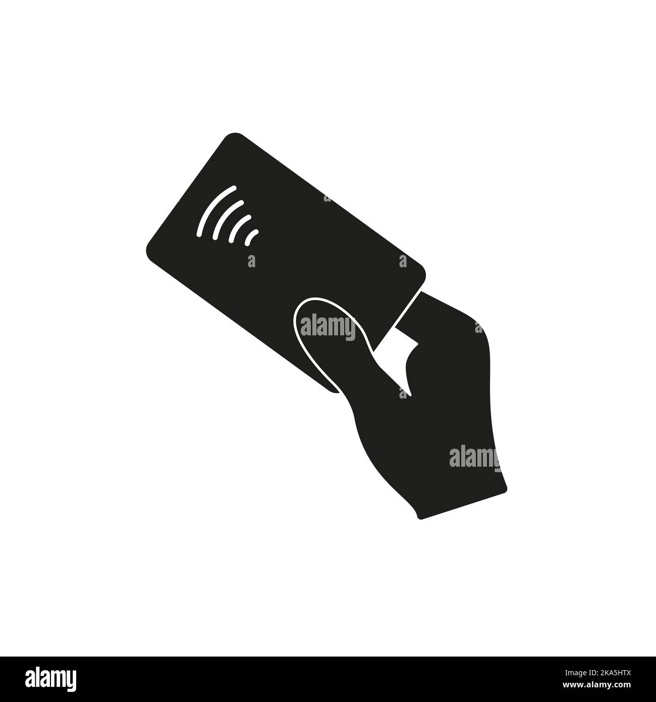 Contactless payment, hand holding NFC bank card. Flat illustration ...