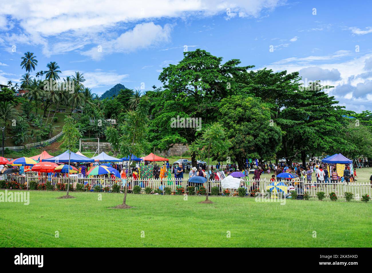 Open air market on harbour foreshore. Alotau, Milne Bay Papua New ...