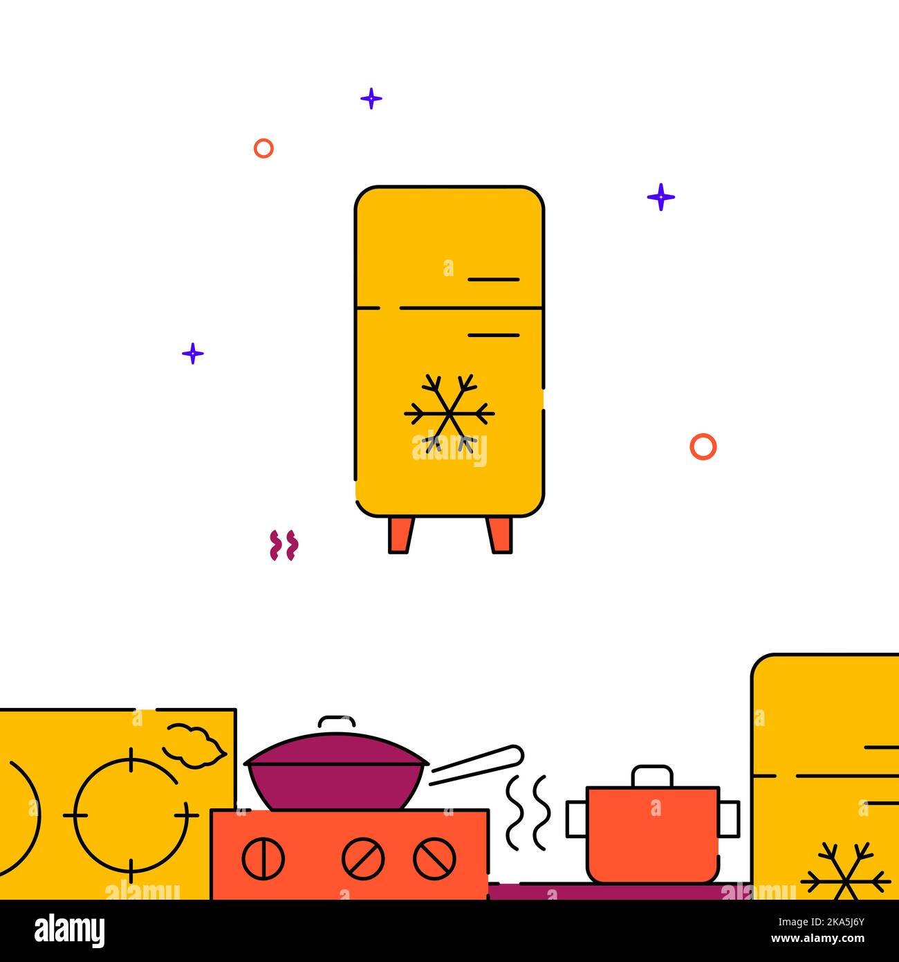 Fridge filled line icon, simple illustration, related bottom border ...