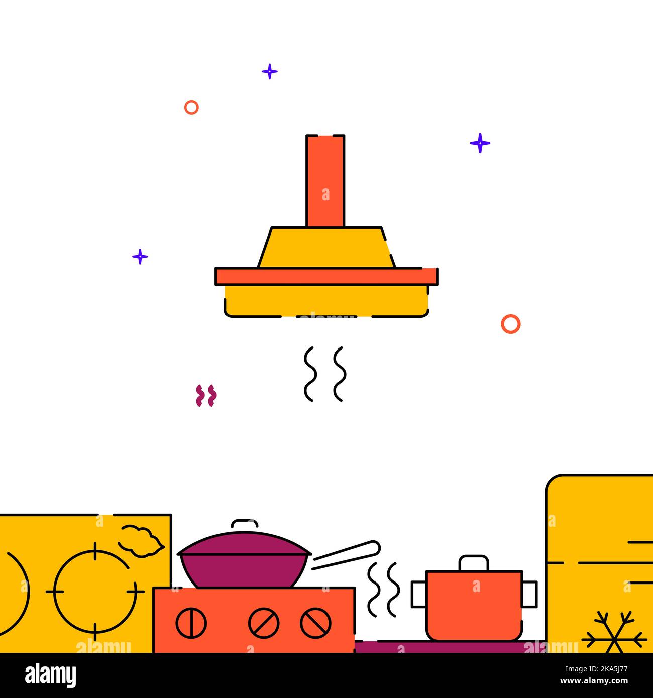 Kitchen hood filled line icon, simple illustration, related bottom ...