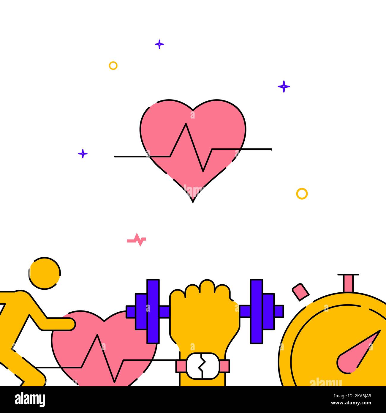 Pulse, cardio, heart rate filled line icon, simple illustration ...